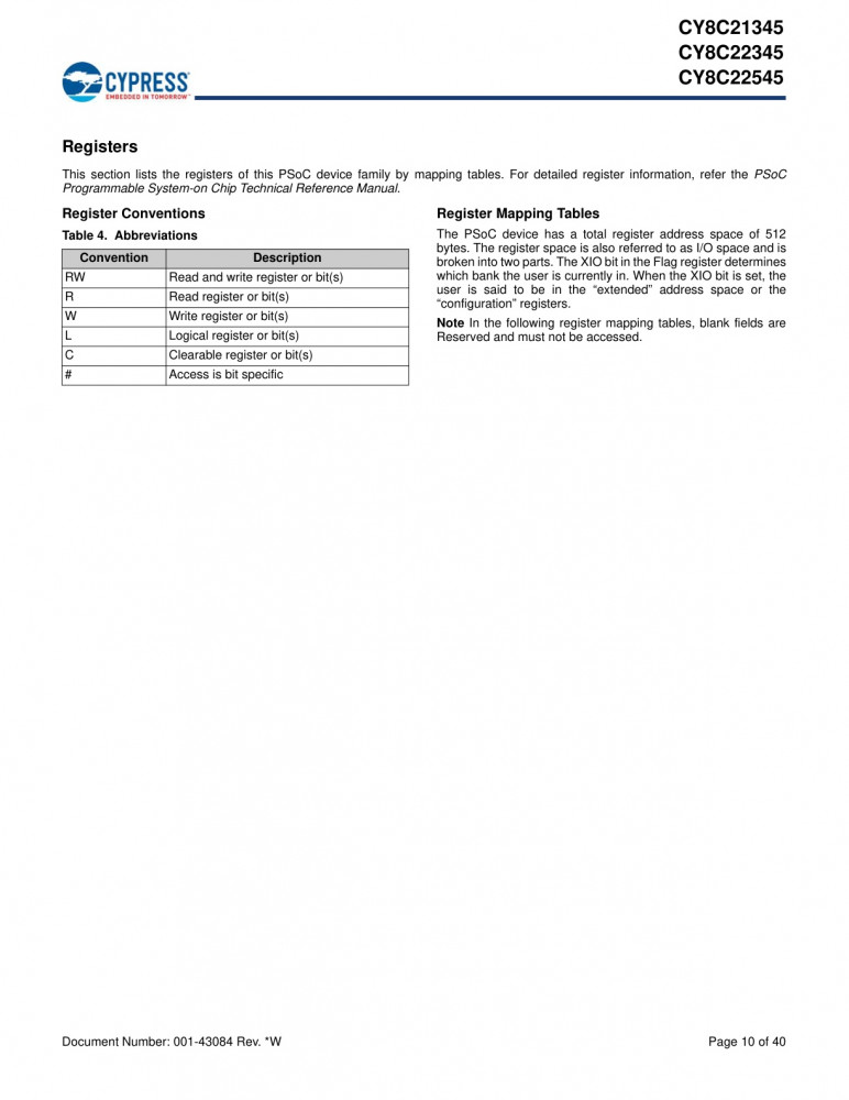 CY8C21345 technical document page 10
