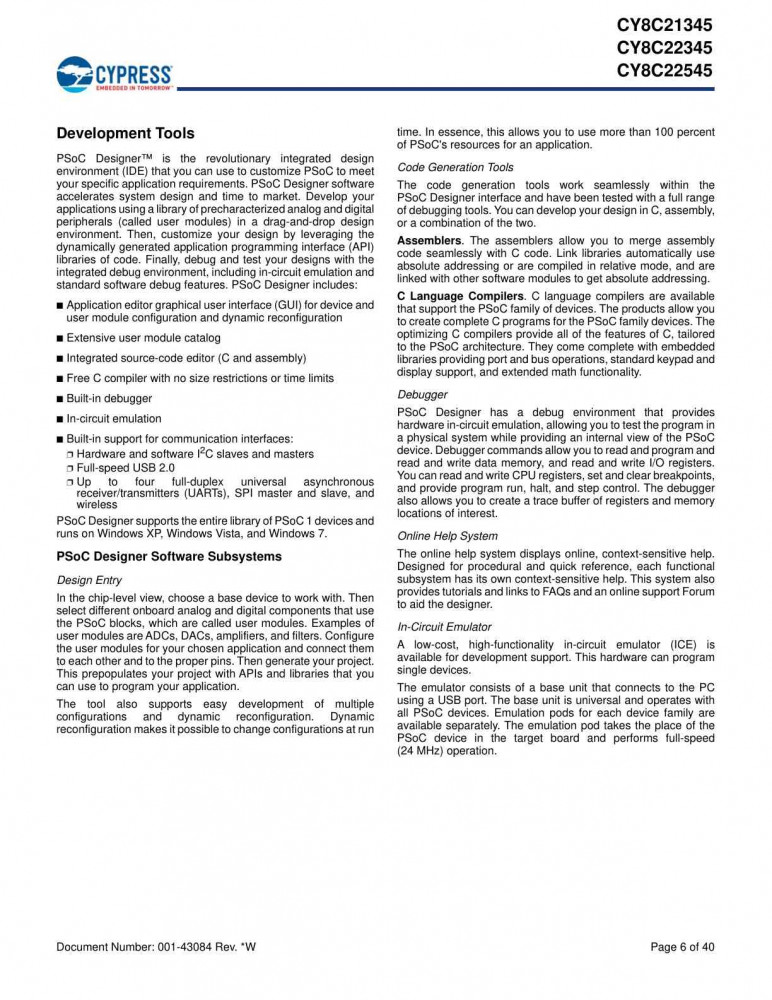 CY8C21345 technical document page 6