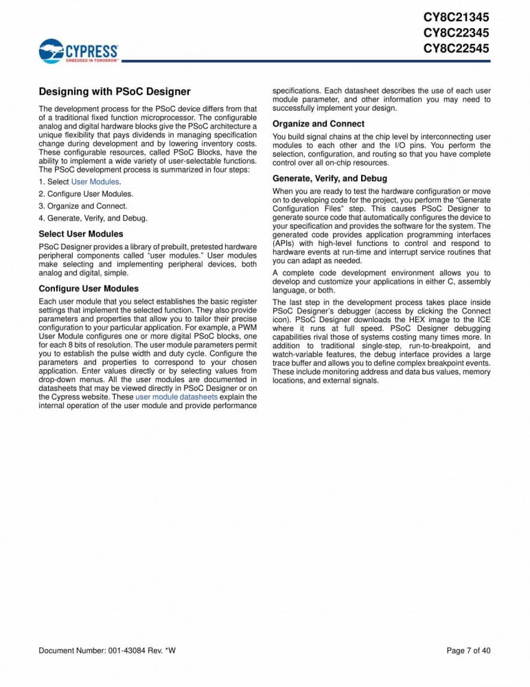CY8C21345 technical document page 7