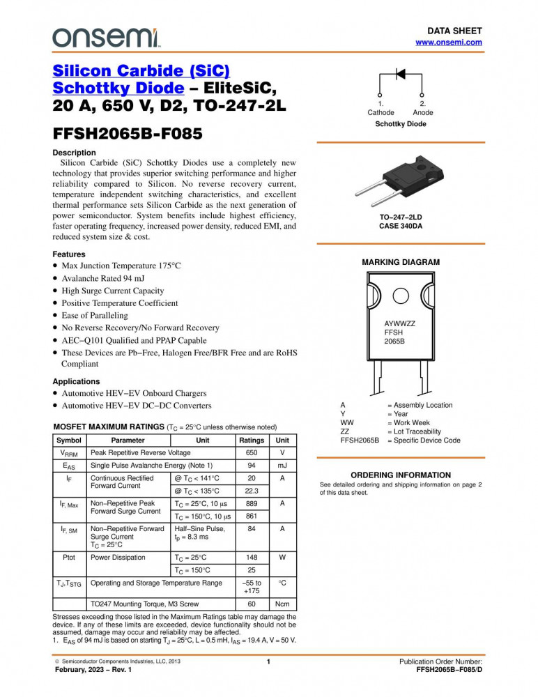 FFSH2065B-F085 datasheet page 1