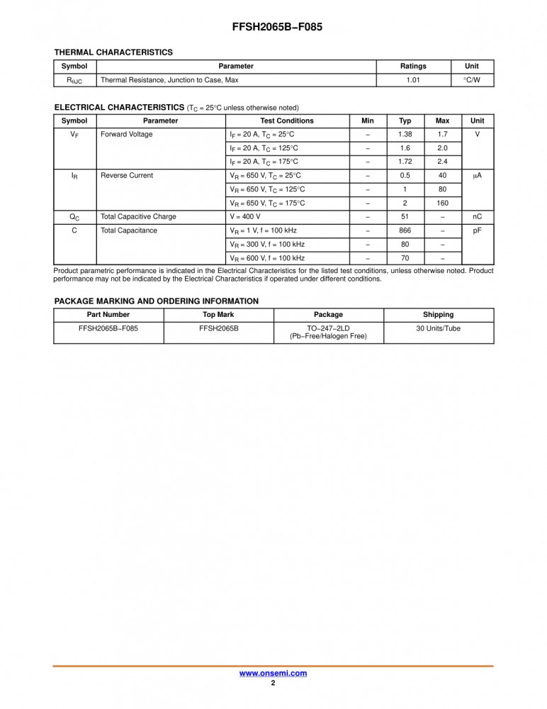 FFSH2065B-F085 datasheet page 2