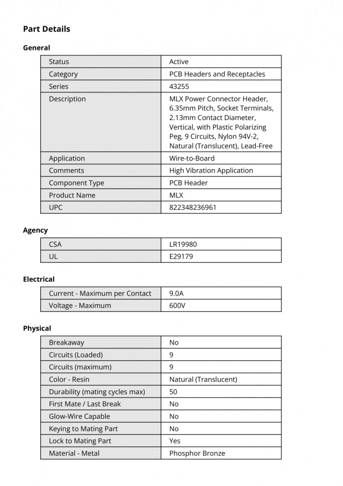 MOLEX 432550147 technical document preview, page 2
