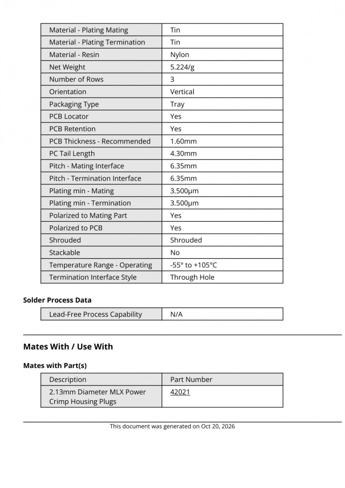 MOLEX 432550147 technical document preview, page 3