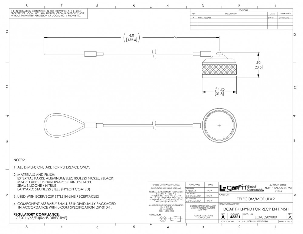 L-com ECRU5209U00 product drawing