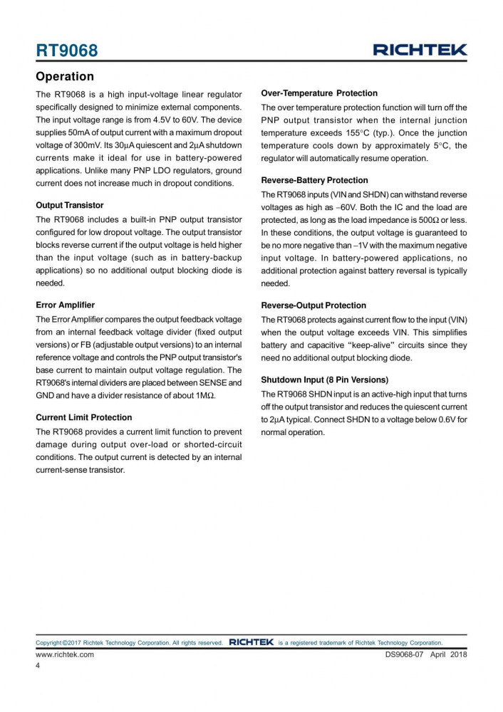 RT9068 datasheet page 4