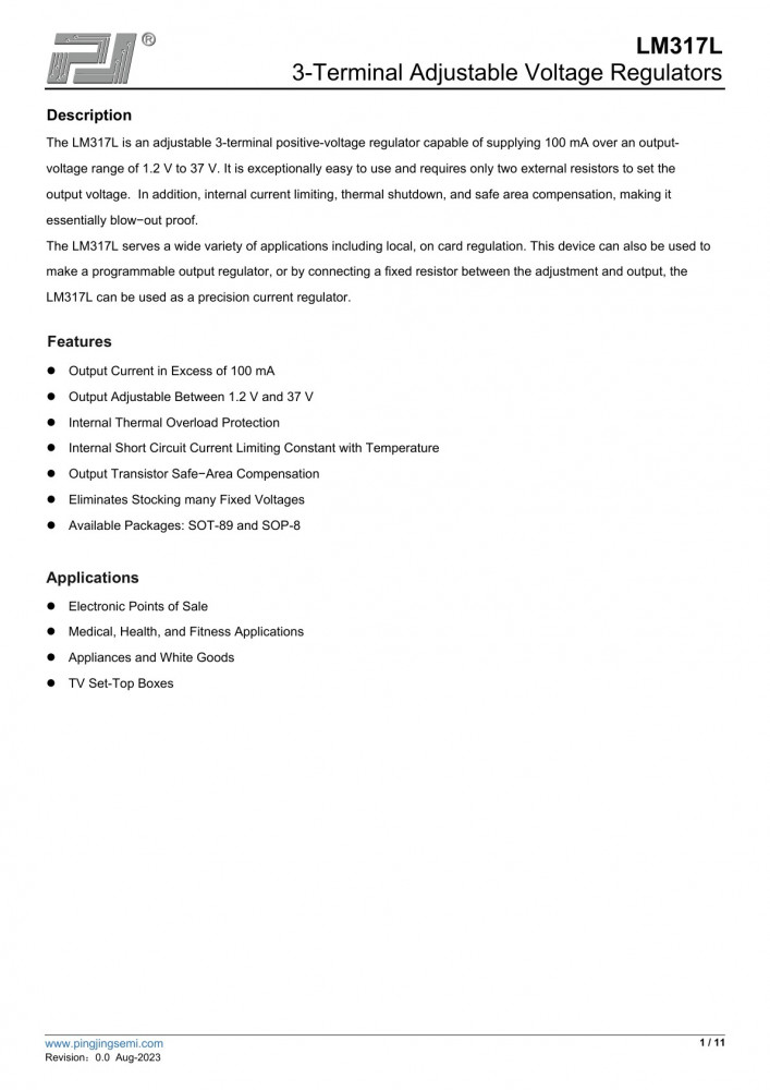 LM317LSQ datasheet page 1