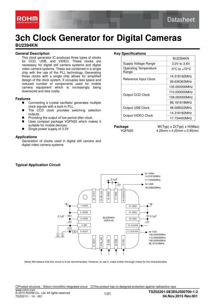 BU2394KN-E2 datasheet page 1