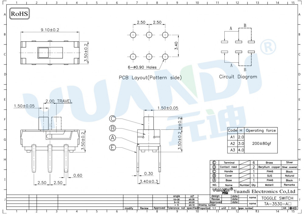 Yuandi TA-3530-A2 technical document page