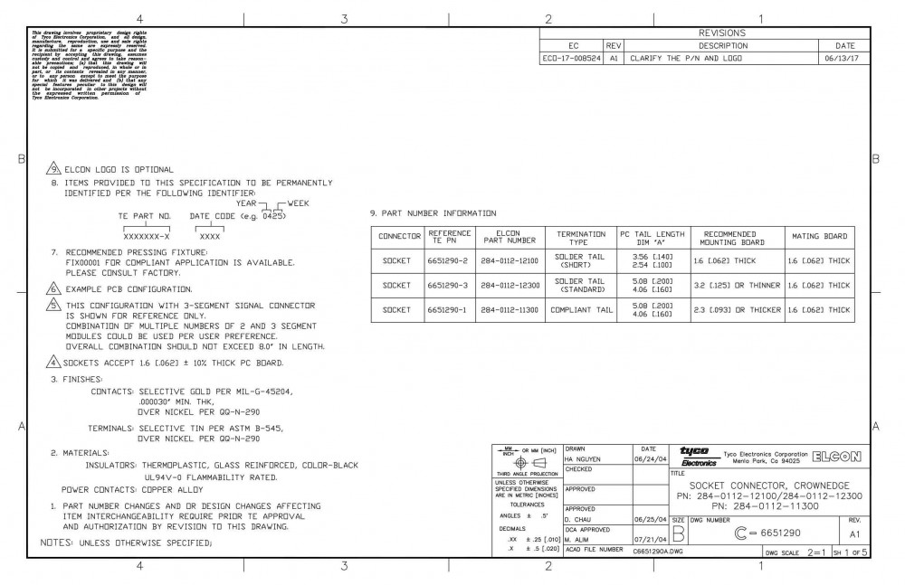 TE Connectivity 6651290-3 drawing sheet 1