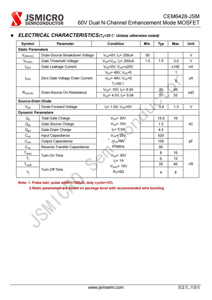 CEM6428-JSM datasheet page 2