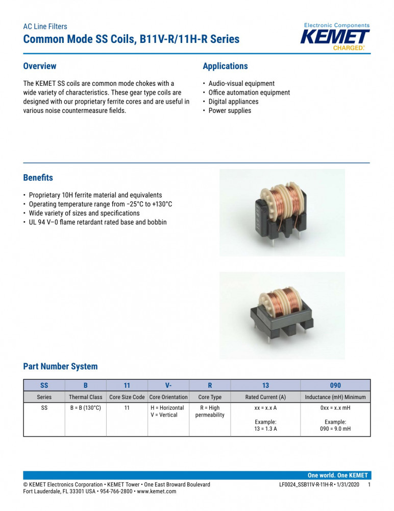 KEMET SSB series datasheet page 1