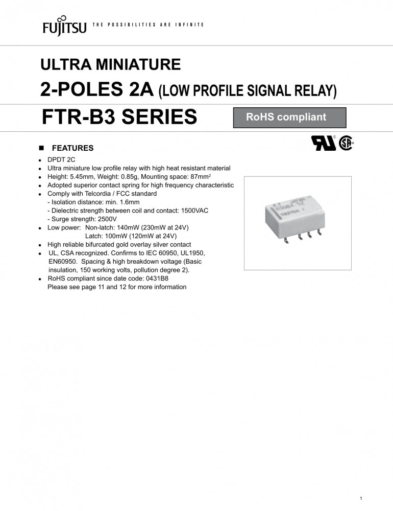 FTR-B3 datasheet page 1