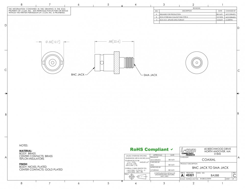L-com BA588 technical document page