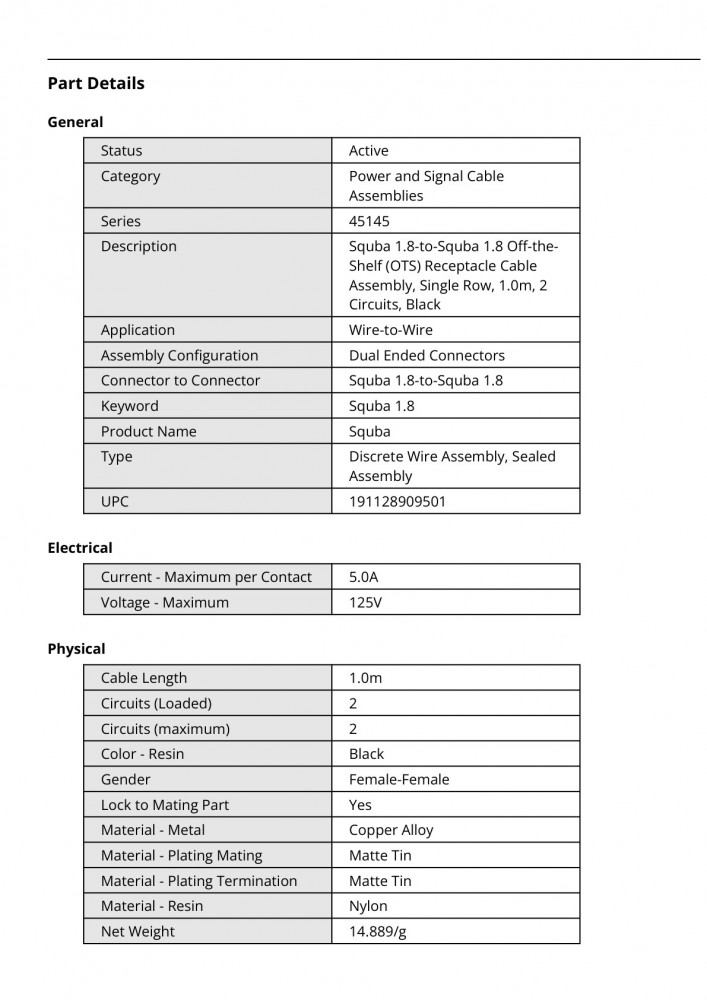 Technical document image 2 for Molex 451450210
