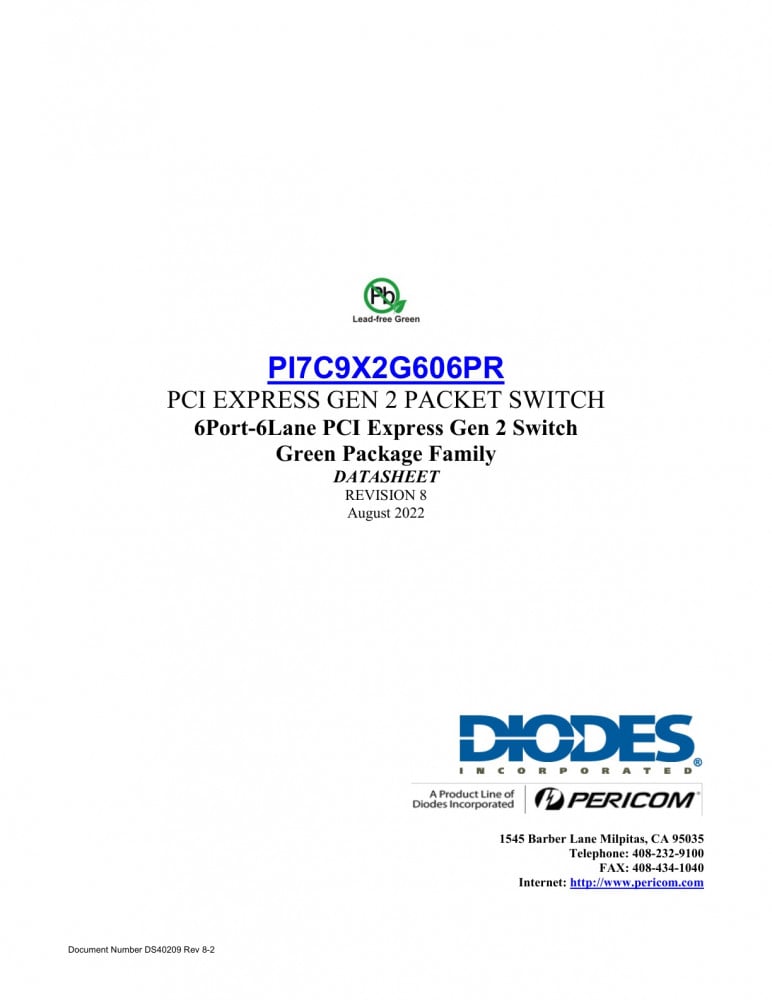 PI7C9X2G606PR datasheet page 1