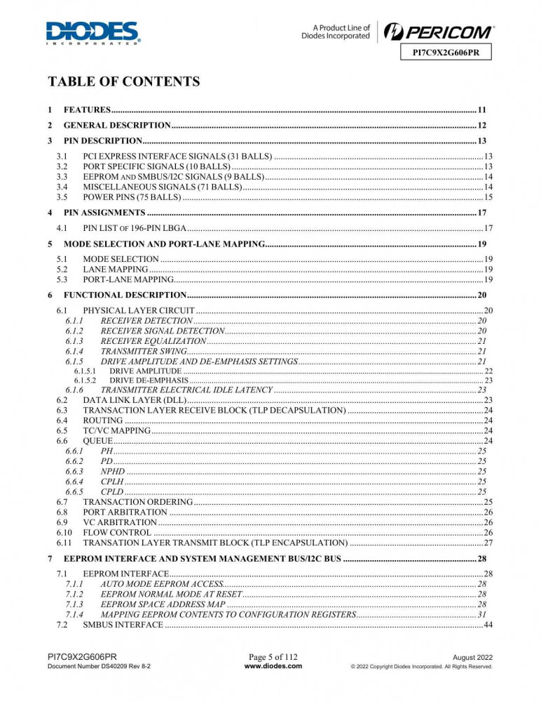 PI7C9X2G606PR datasheet page 5