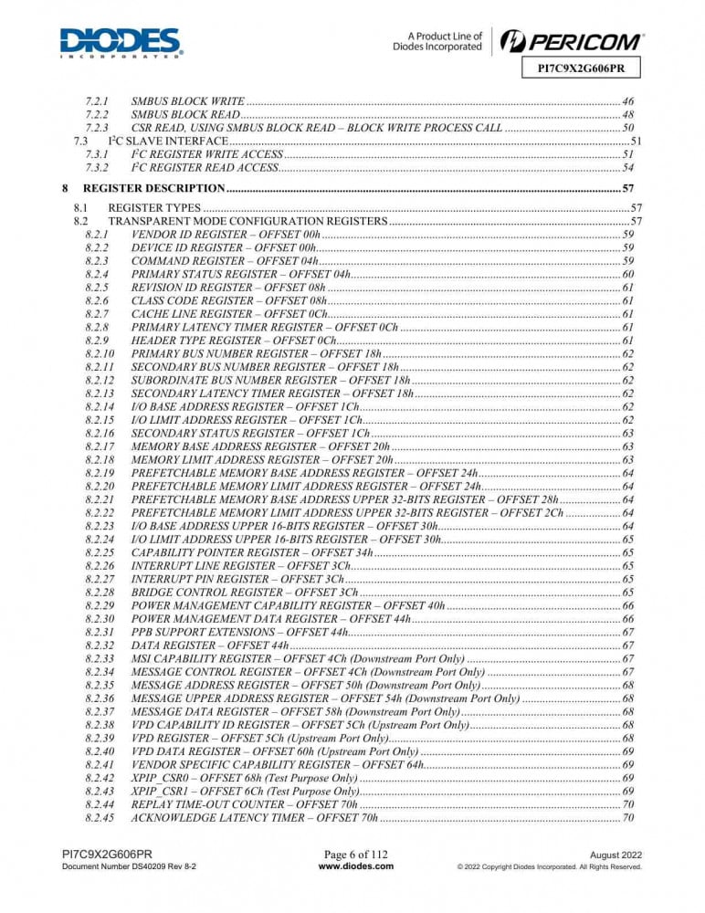 PI7C9X2G606PR datasheet page 6