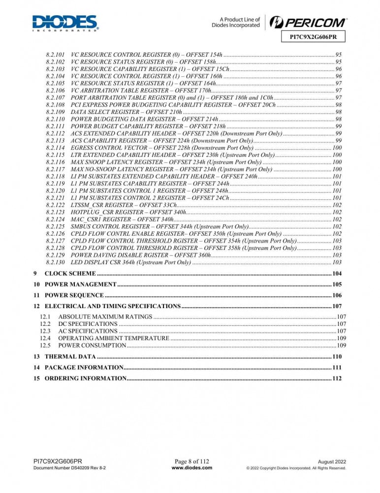 PI7C9X2G606PR datasheet page 8