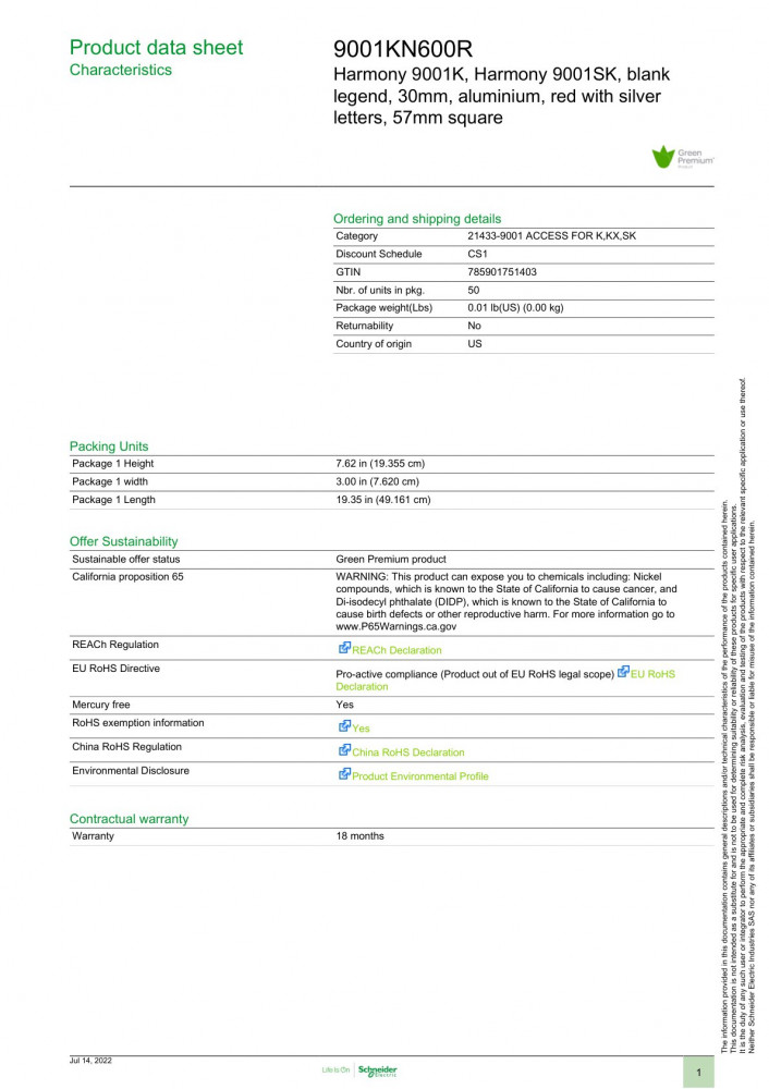 9001KN600R technical document preview