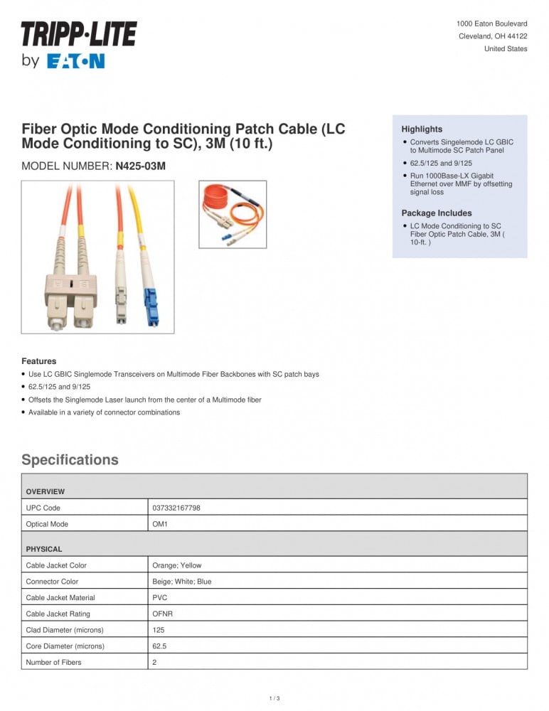 N425-03M technical document page 1