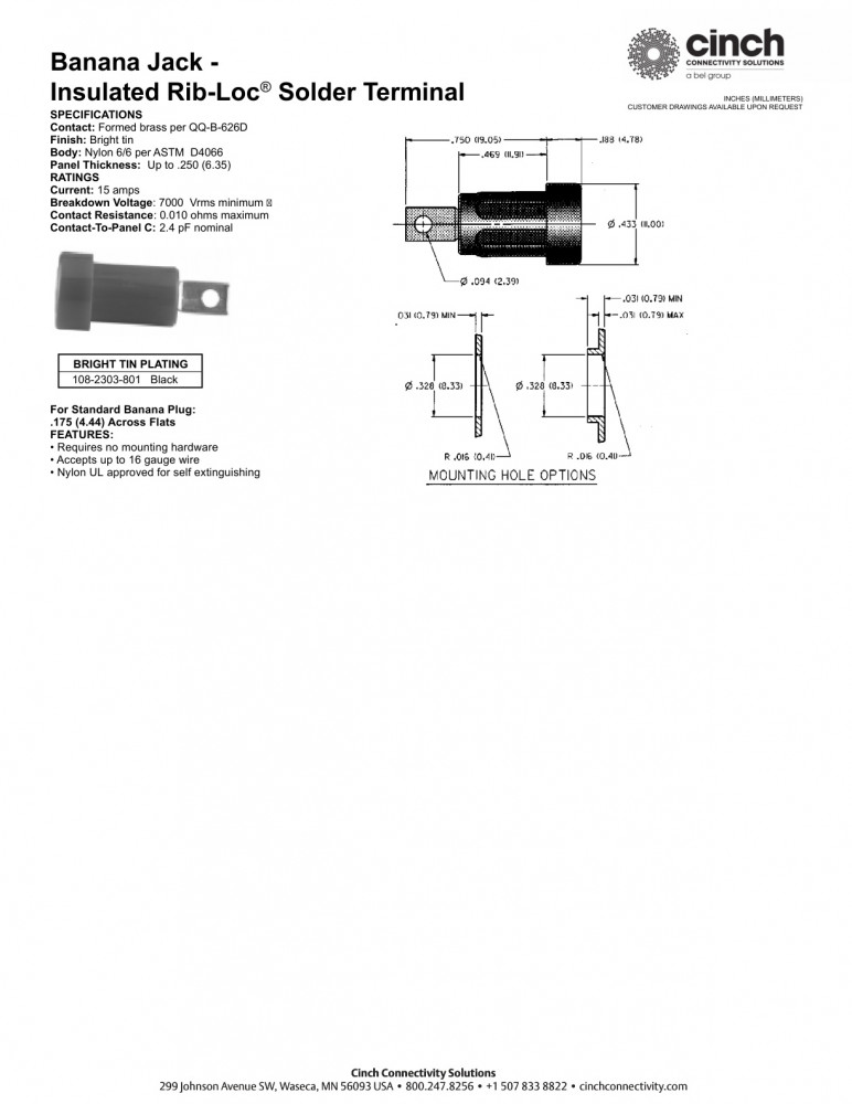 Bel Fuse 108-2303-801 product specification document