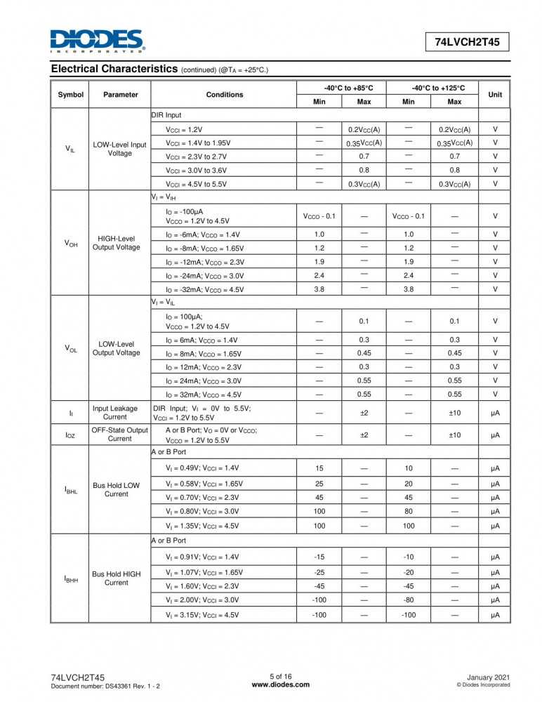 74LVCH2T45RA3-7 datasheet page 5