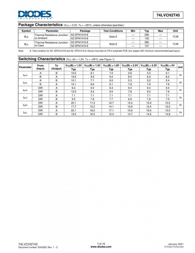 74LVCH2T45RA3-7 datasheet page 7