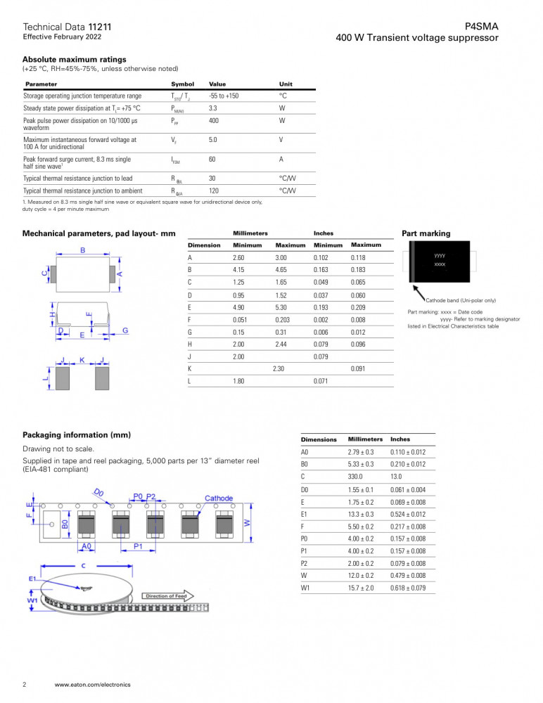 EATON P4SMA datasheet page 2