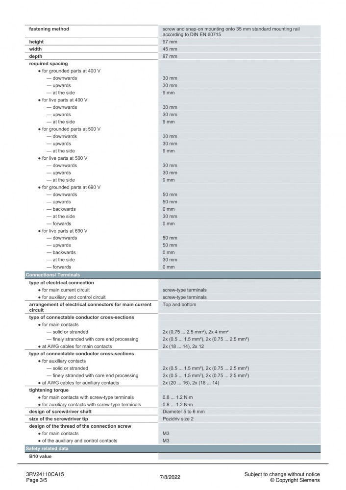 3RV24110CA15 datasheet page 3