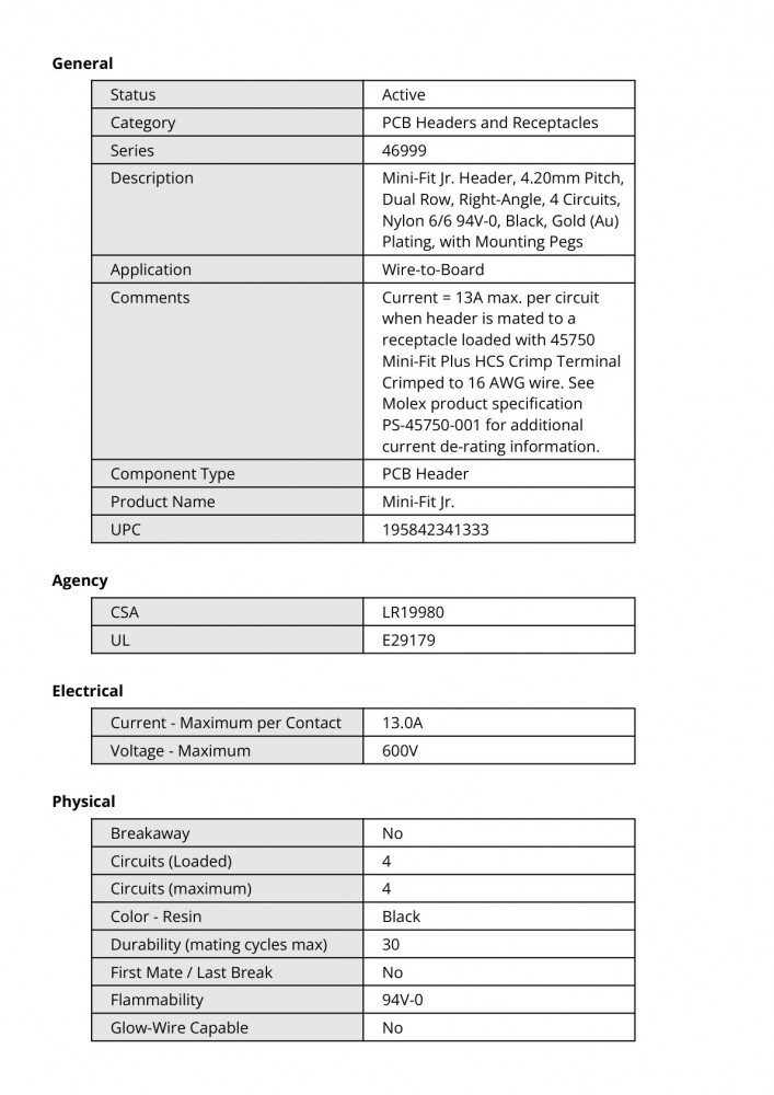 MOLEX 469990539 technical document page 2