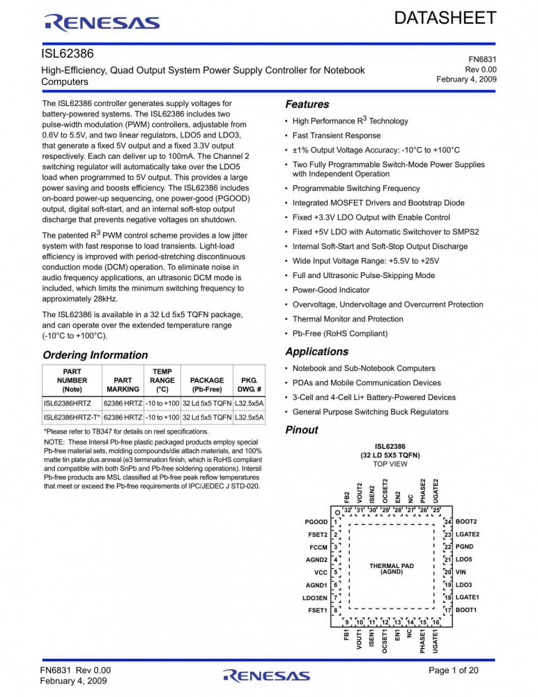 ISL62386 datasheet page 1