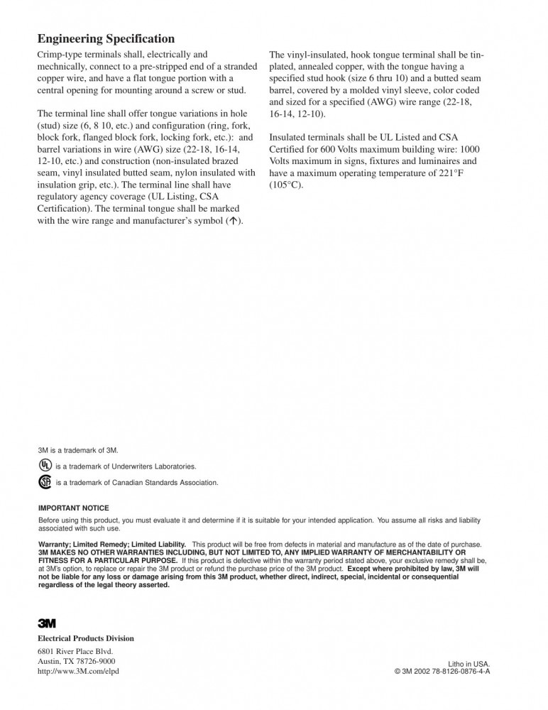 3M 42-8-P installation and specification reference