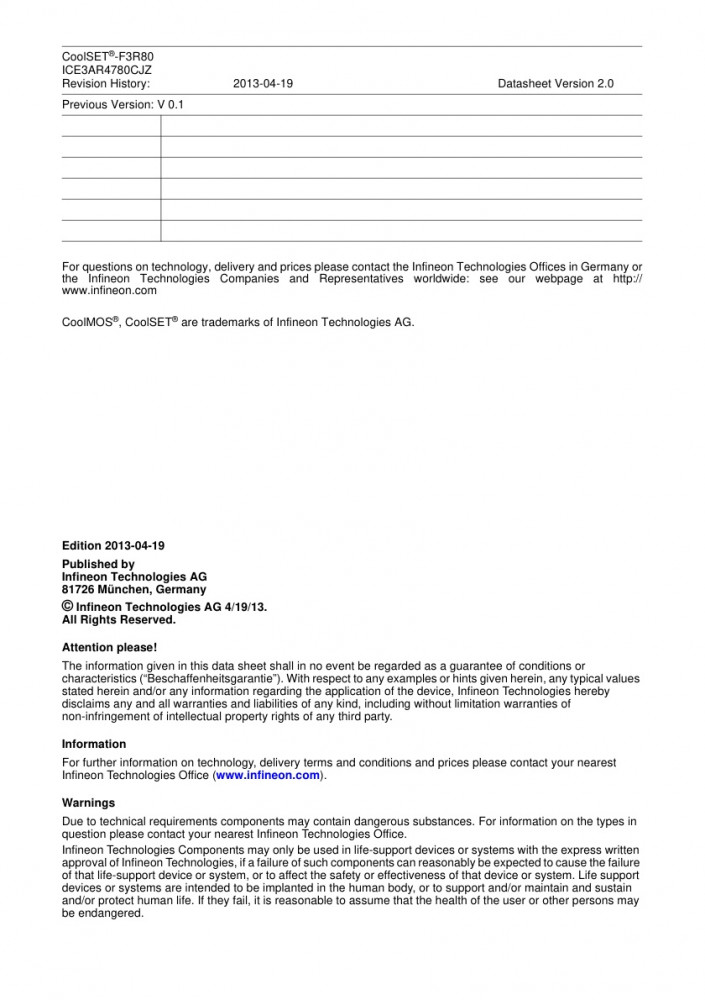 ICE3AR4780CJZ datasheet page 2