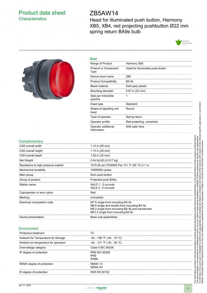 ZB5AW14 technical document page 1