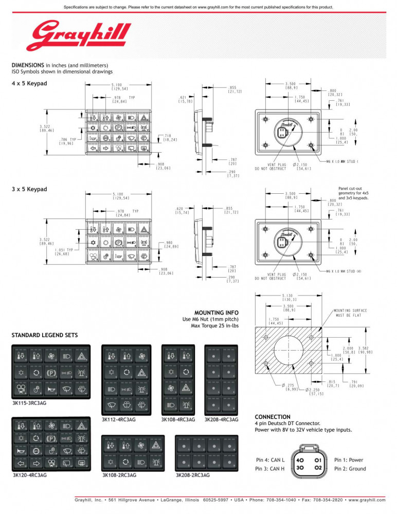 3K series CAN-bus keypad technical document, page 2