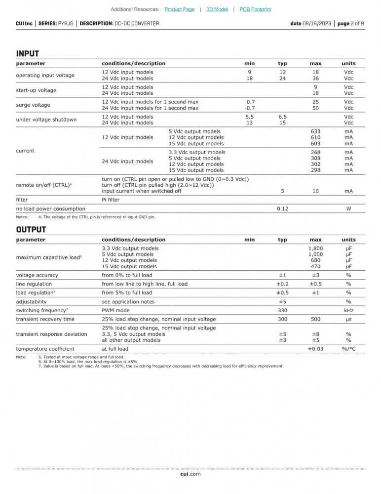CUI PYBJ6 series datasheet page 2
