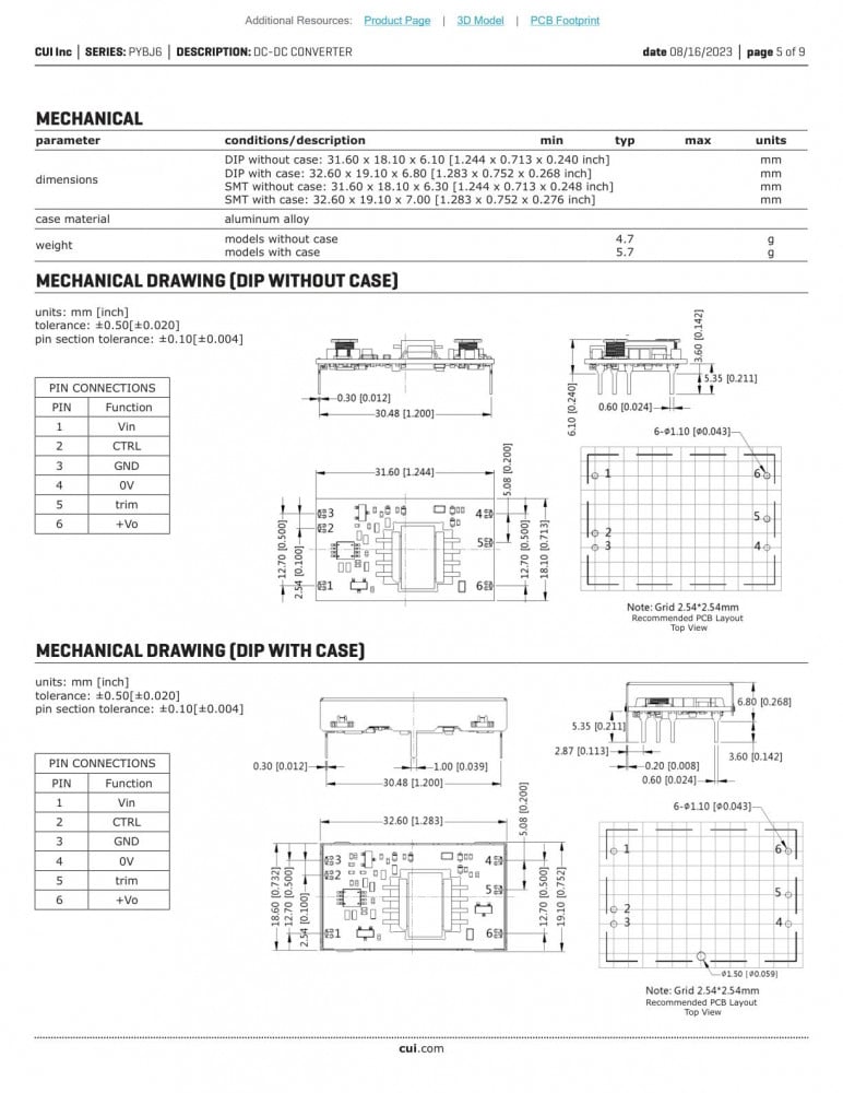 CUI PYBJ6 series datasheet page 5