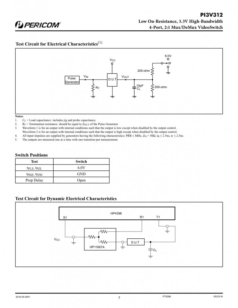 PI3V312QEX datasheet page 5