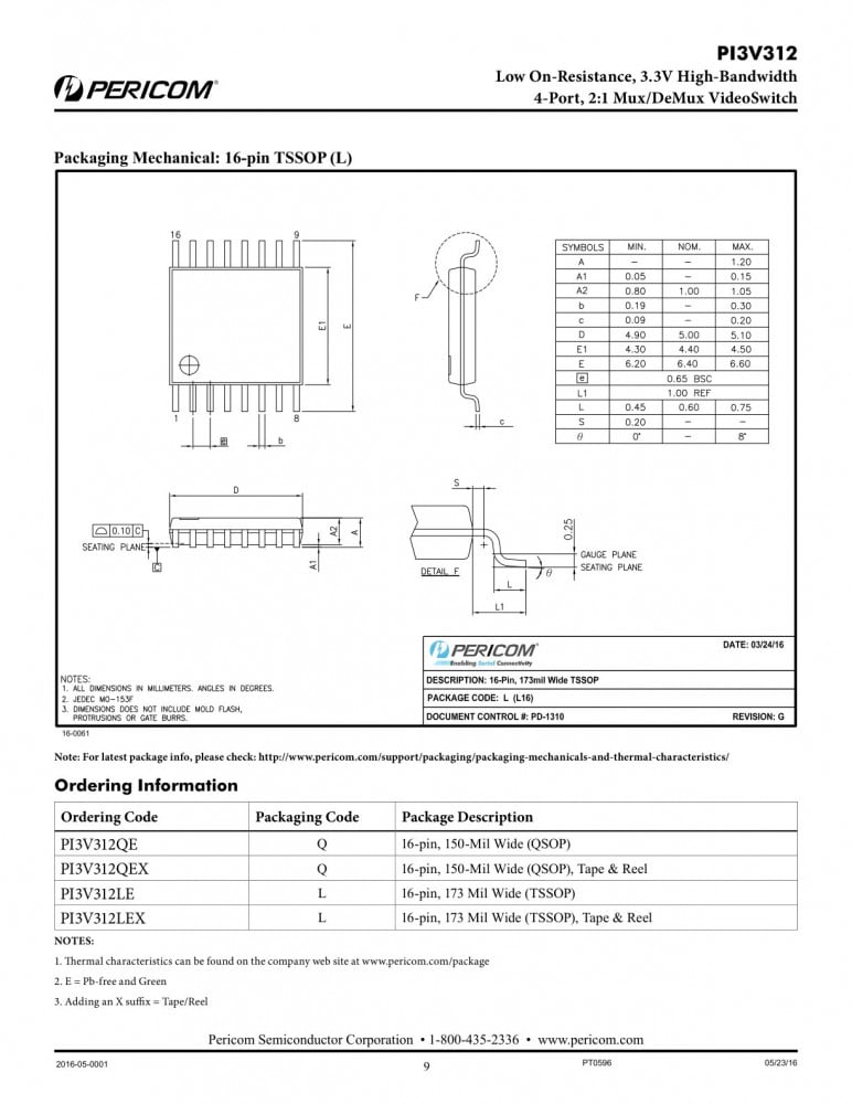 PI3V312QEX datasheet page 9