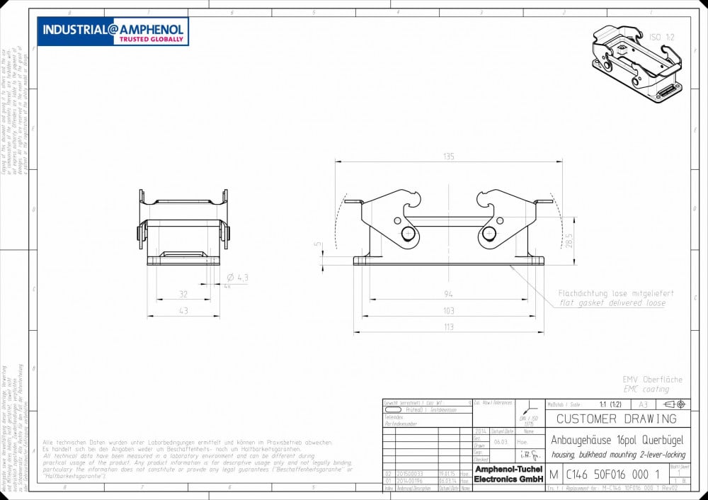 Amphenol C146 50F016 000 1 customer drawing page 1