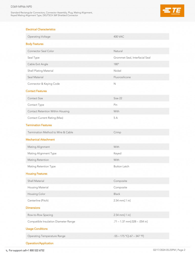 D369-MP66-NP0 technical document page 2