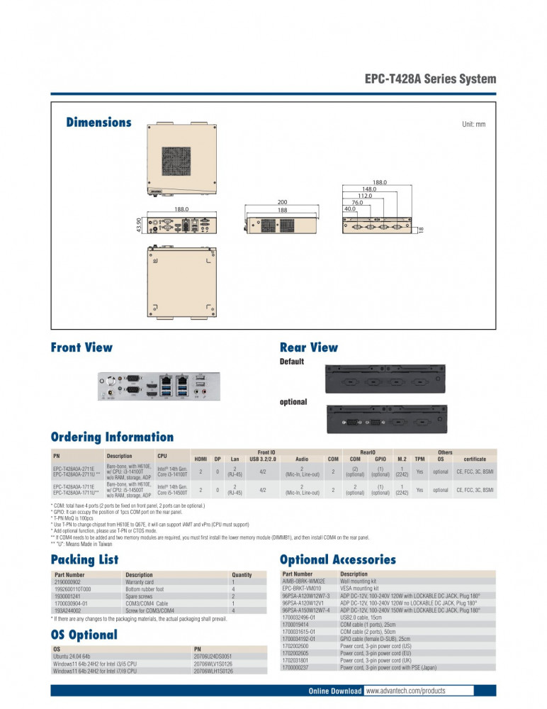 EPC-T428A product document page 2