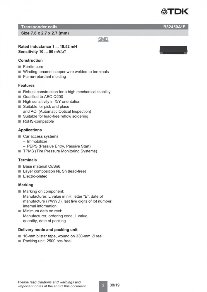 B82450A*E datasheet page 2