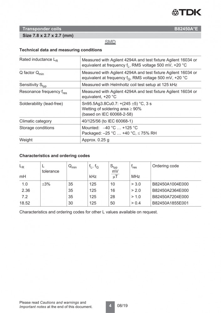 B82450A*E datasheet page 4