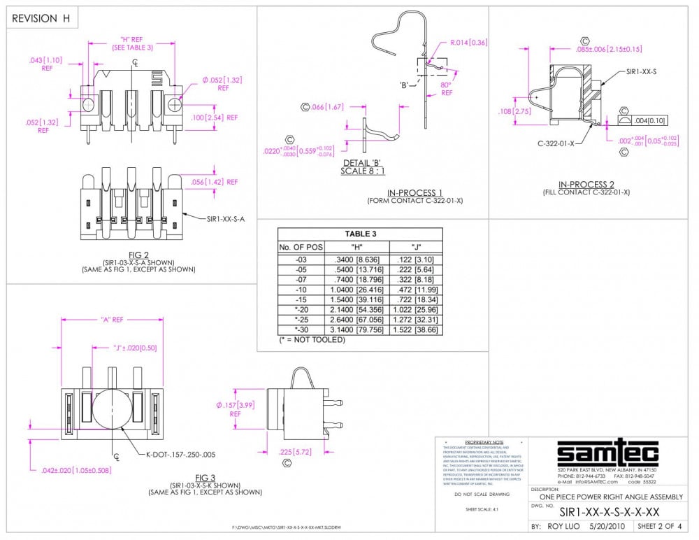 Samtec SIR1 drawing page 2