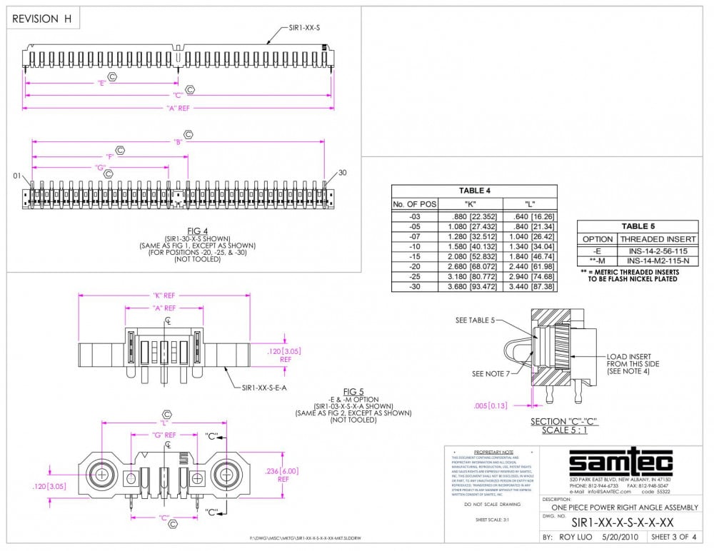 Samtec SIR1 drawing page 3