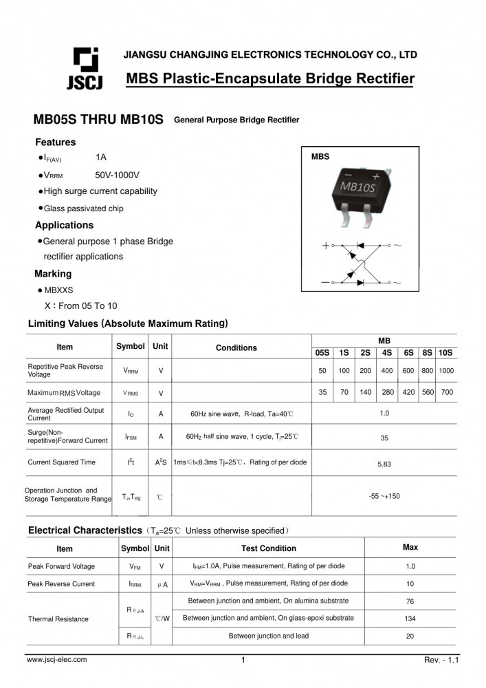 JSCJ MB6S datasheet page 1