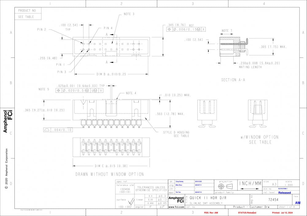 Amphenol 72454 drawing page 1