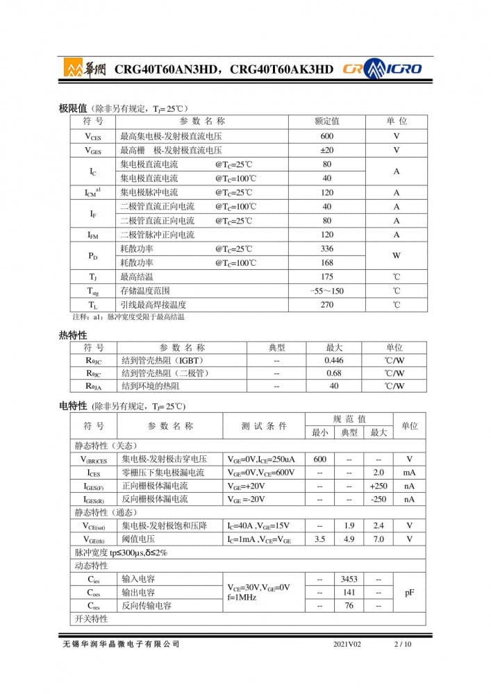 CRG40T60AK3HD datasheet page 2