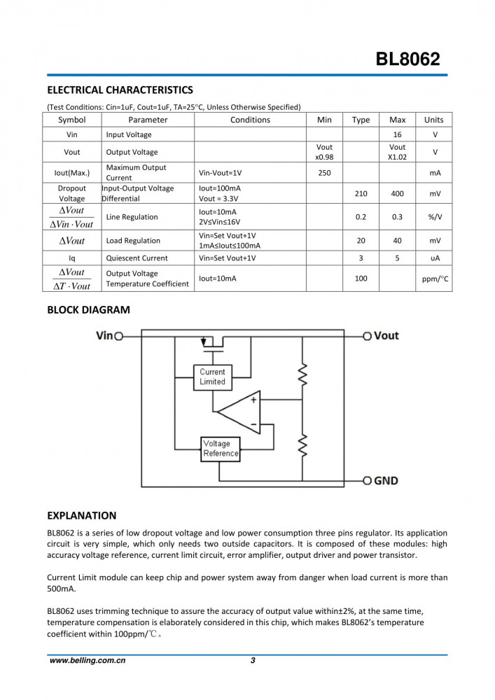 BL8062 datasheet page 3